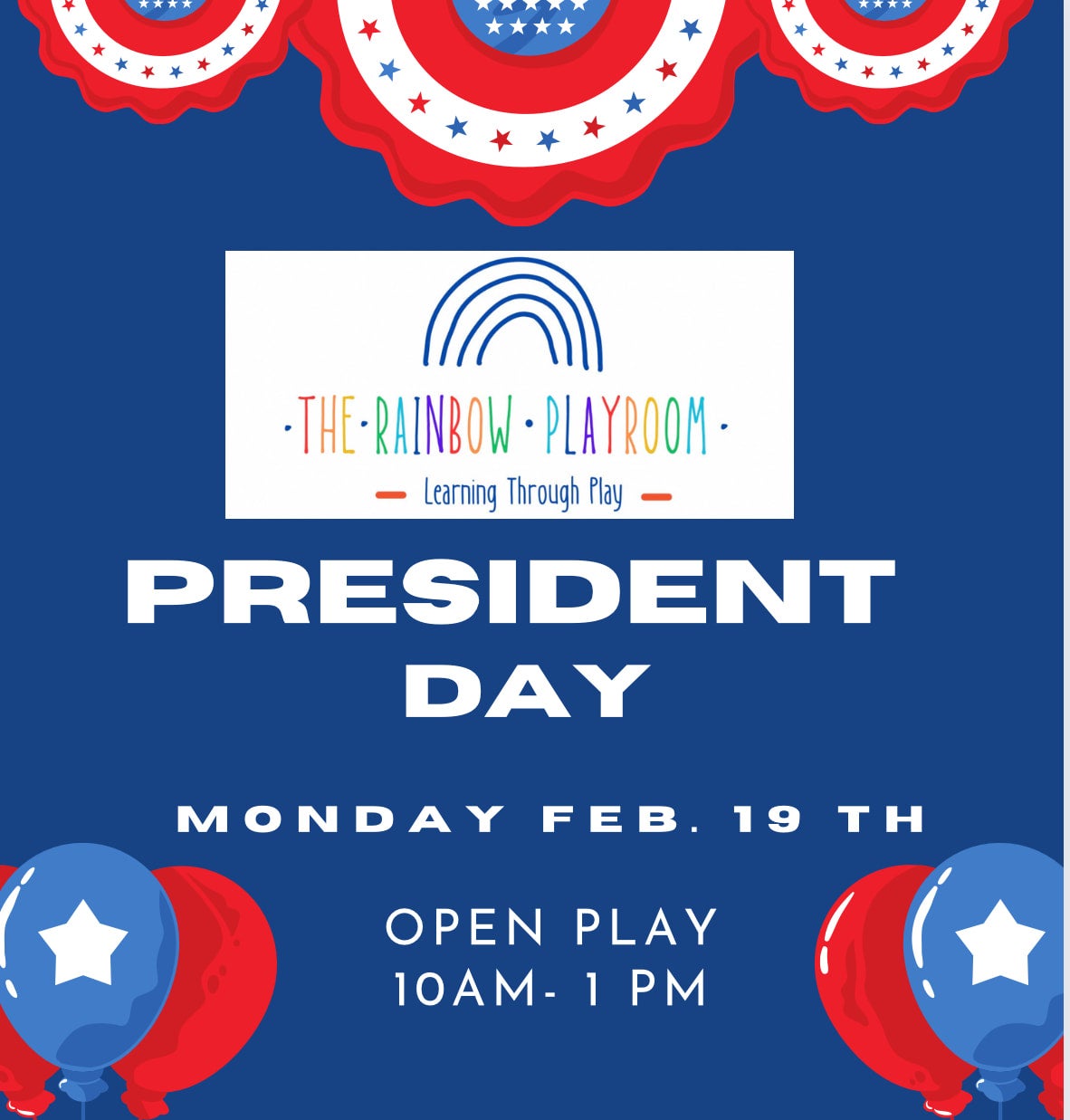 President day kids activity open play | The Rainbow Playroom